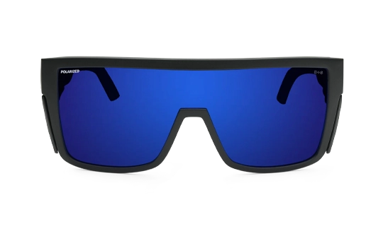 Flat Top Mirrored Blue Visor Sunglasses | Bomber Eyewear