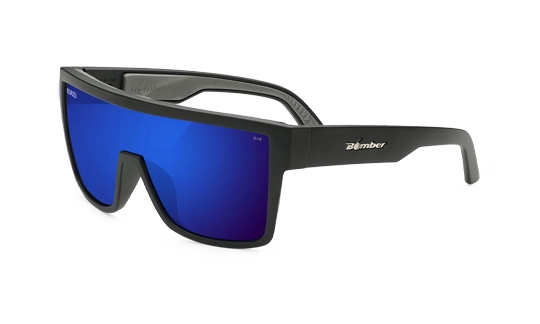 Flat Top Mirrored Blue Visor Sunglasses | Bomber Eyewear