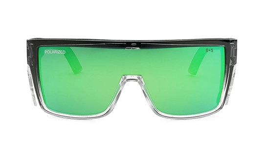 Green Mirror Polarized Angular Sunglasses | Bomber Eyewear