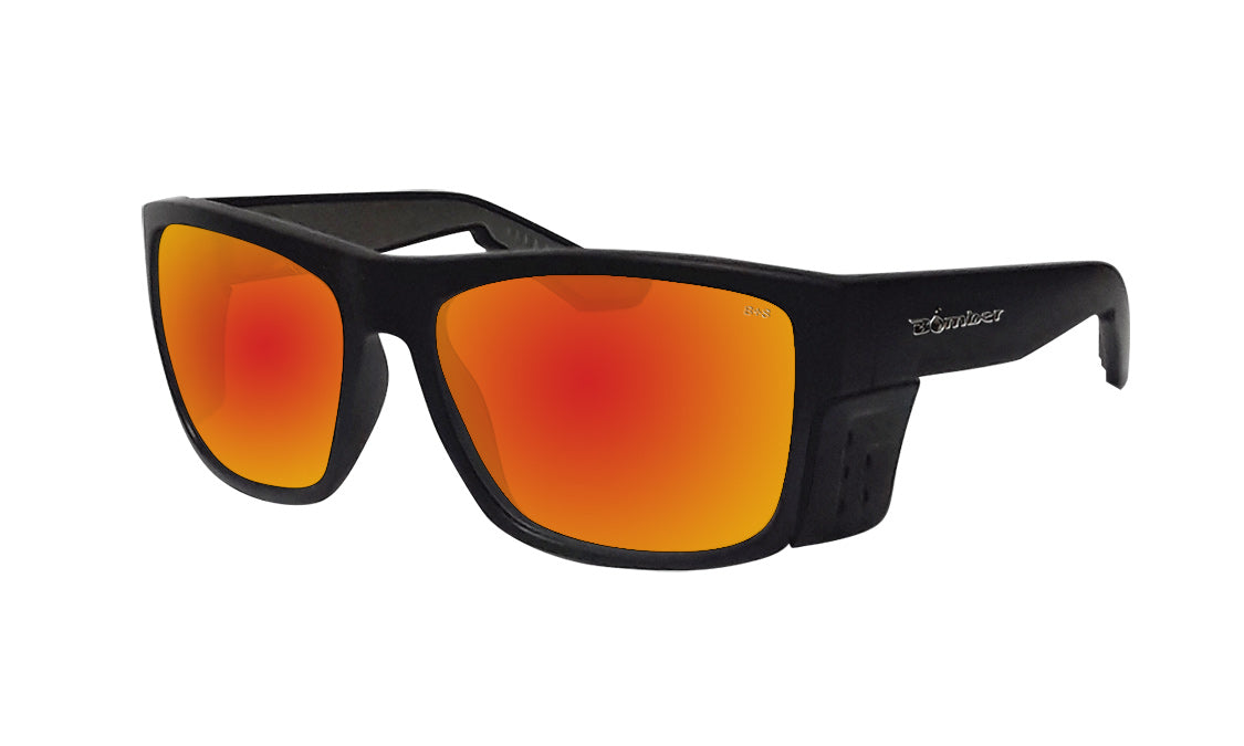 Red Mirror Lens Sunglasses with Side Shields | Bomber Eyewear