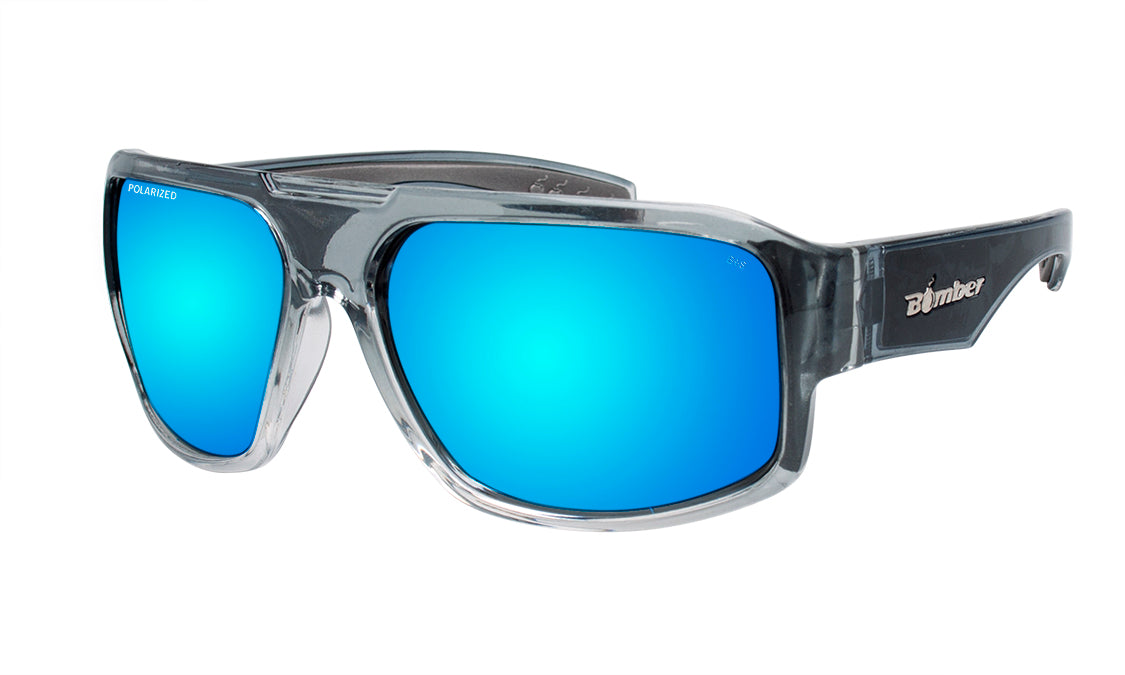 Polarized Blue Mirror Gray Frame Sunglasses | Bomber Eyewear