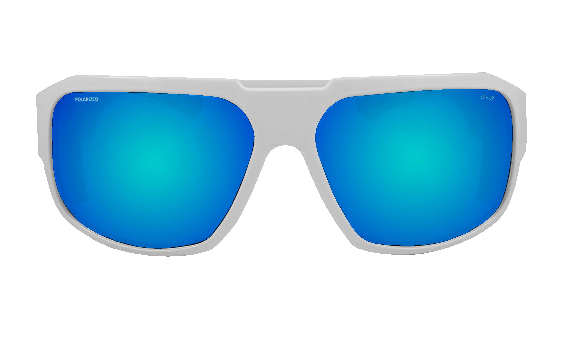White Frame and Polarized Blue Lens Sunglasses